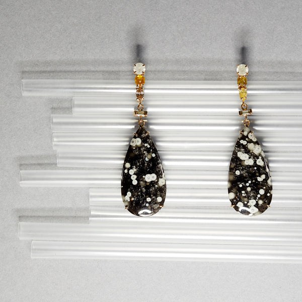 Galaxy Rare cosmic obsidian diamond earrings - xiao wang jewelry