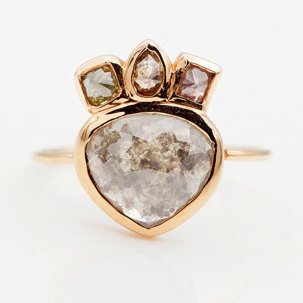 Heart of Light gray rose cut diamond ring - xiao wang jewelry