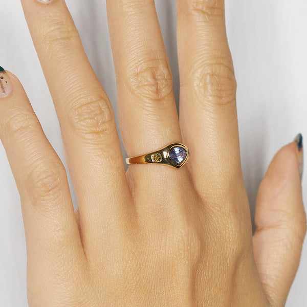 Neptune trillion light blue sapphire diamond ring - xiao wang jewelry