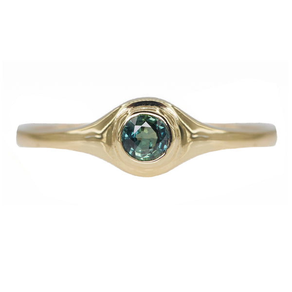Neptune round sapphire signet ring - xiao wang jewelry